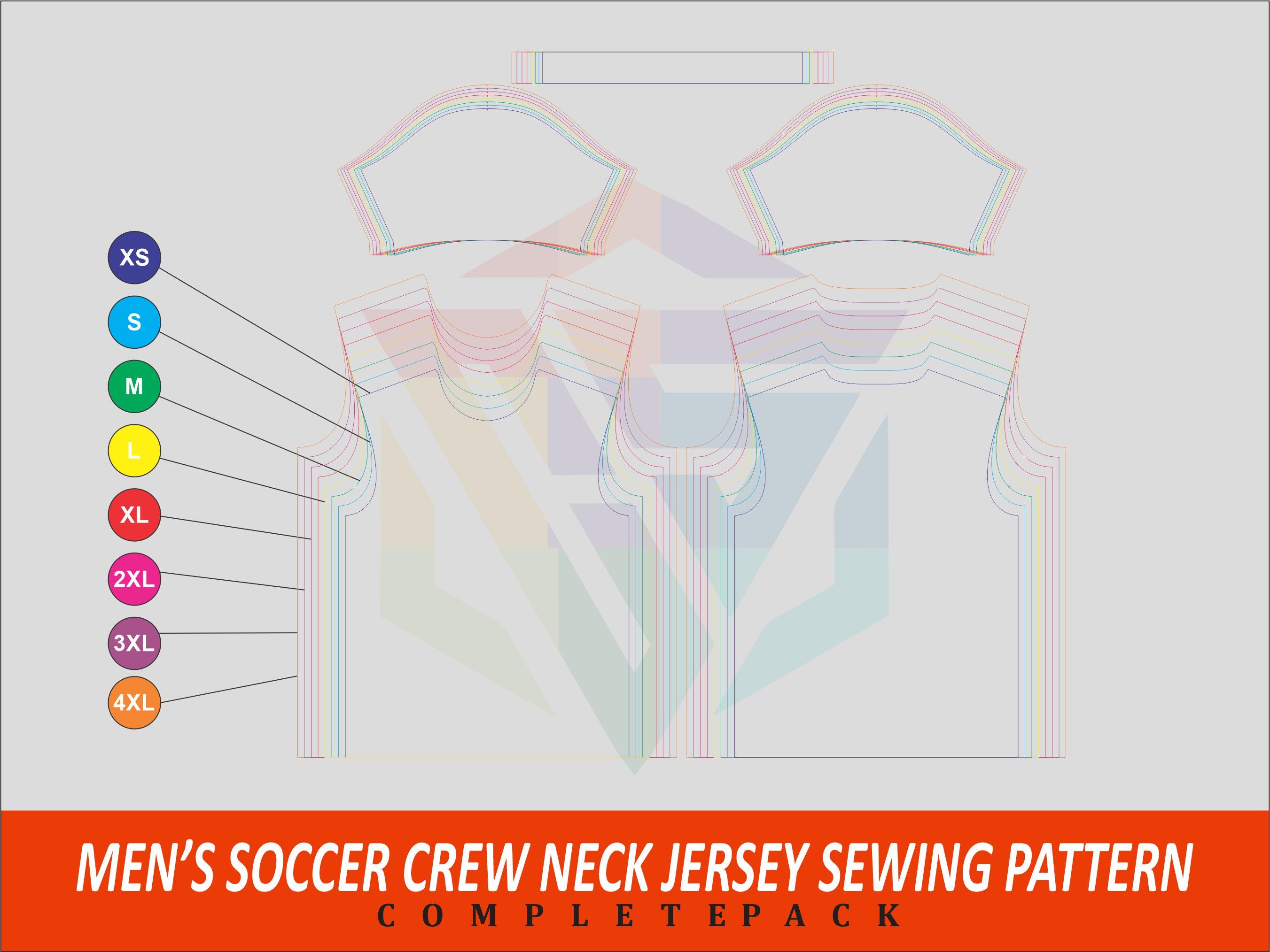 Men's Soccer Jersey Sewing Pattern PDF: Crew Neck Sports Shirt (XS–4XL ...