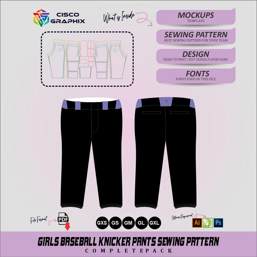Girls Baseball Knicker Sewing Pattern PDF | Youth Sports Uniform ...