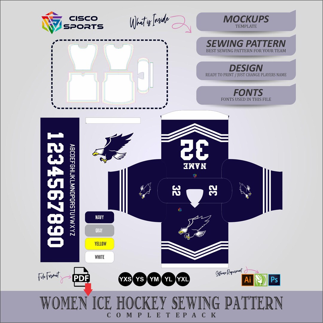 Women Hockey Jersey Sewing Pattern • PDF Template (YXS–YXL) - Etsy