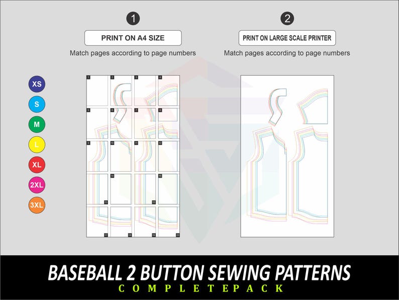 Baseball Jersey Sewing Pattern | 2 Button PDF Template + Free Mockup ...