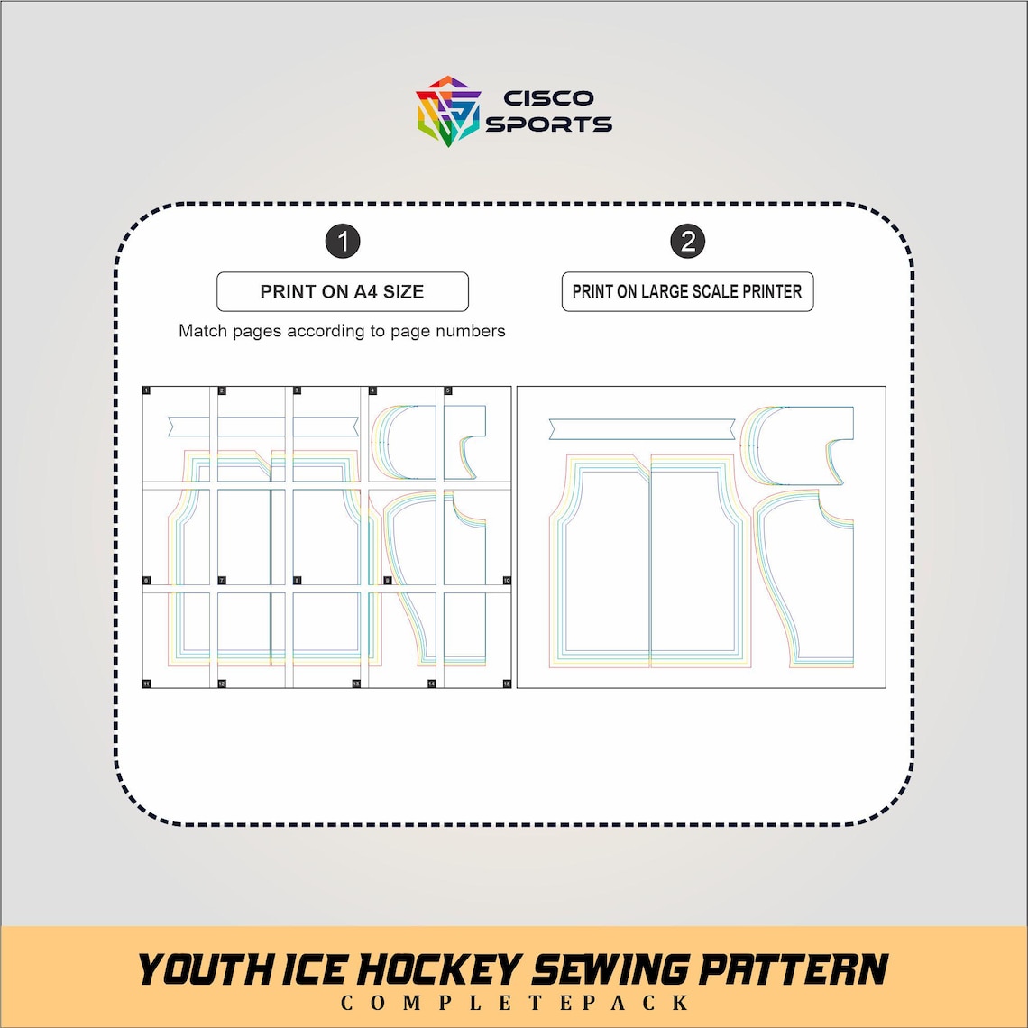 Youth Ice Hockey Jersey Sewing Pattern | Sports Team Uniform Template ...