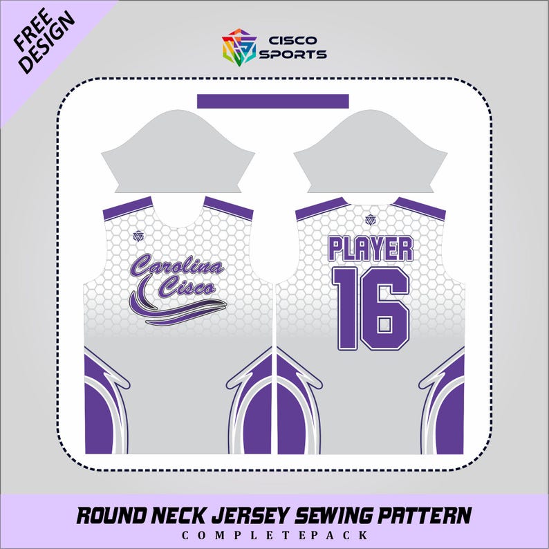 Softball Jersey Sewing Pattern Round Neck Sports Shirt Template Mockup ...