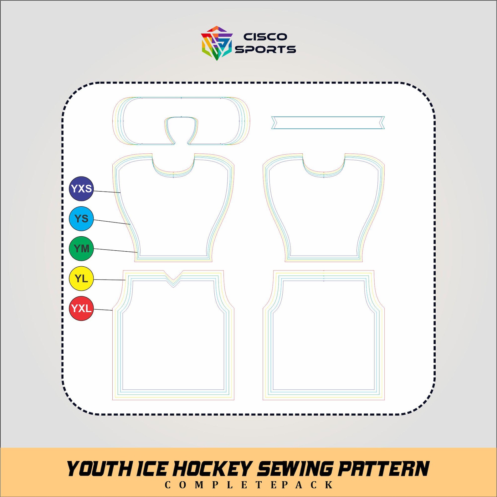 Youth Ice Hockey Jersey Sewing Pattern | Sports Team Uniform Template ...