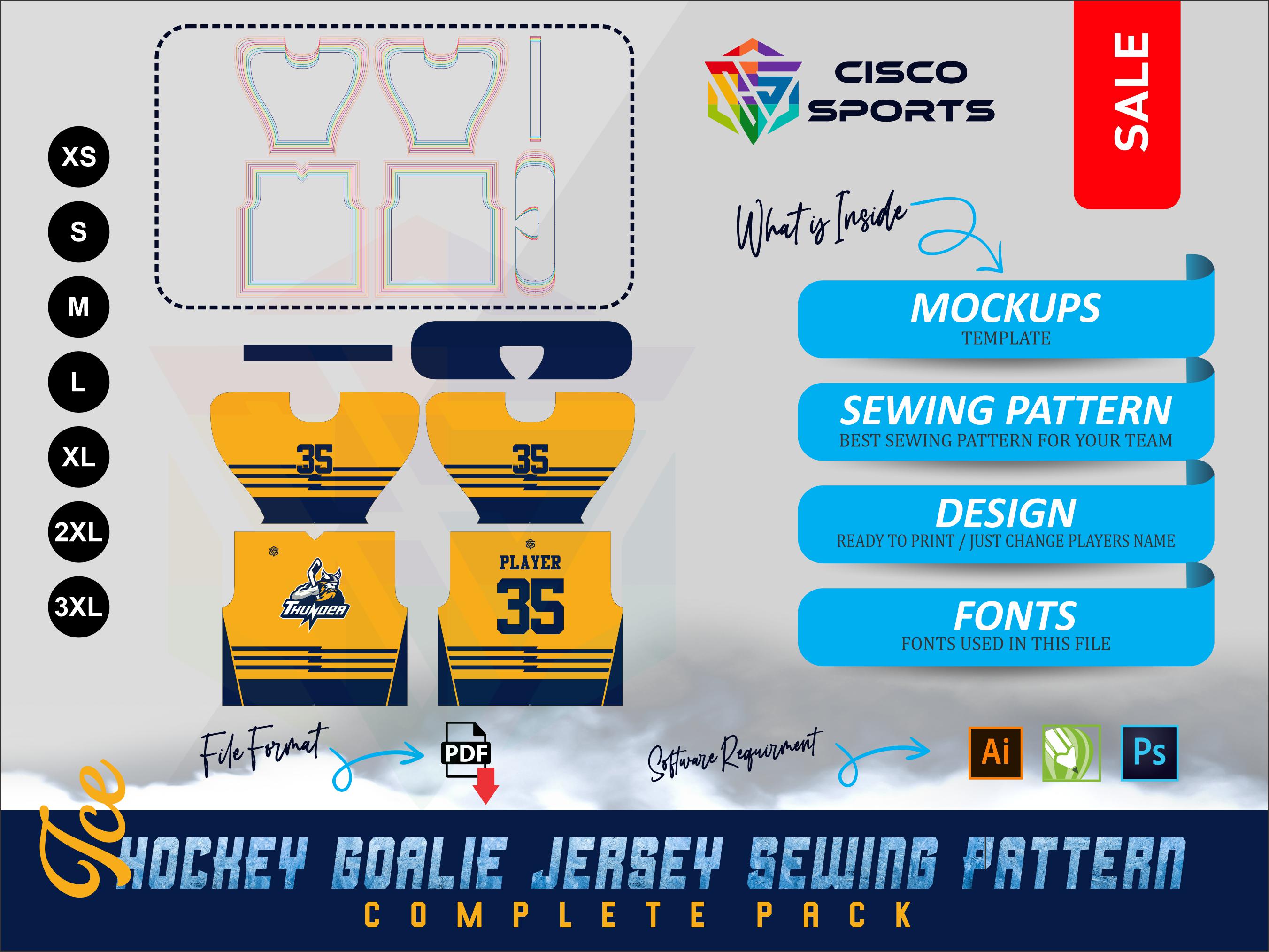 Ice Hockey Goalie Jersey Sewing Pattern | Sublimation-ready Design ...