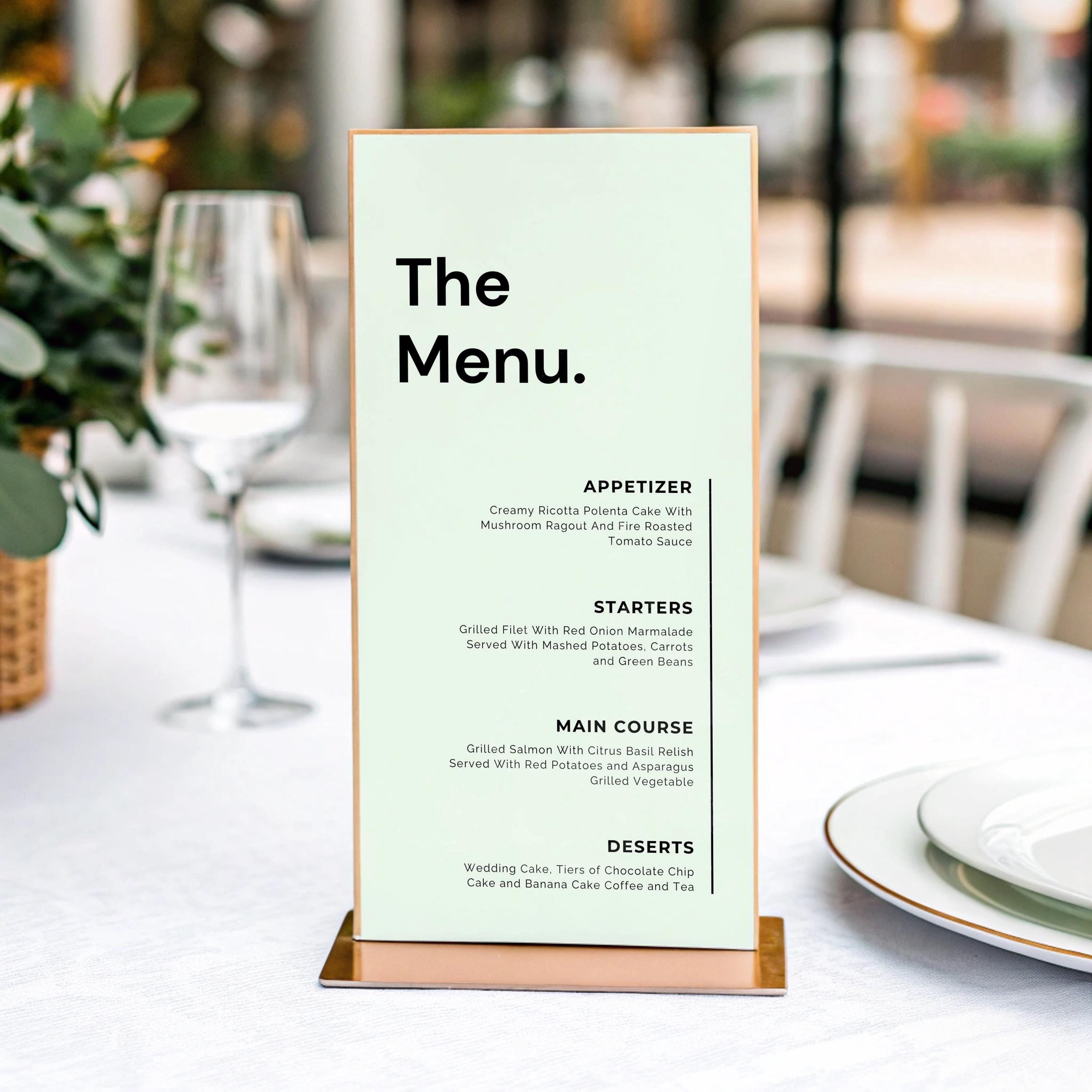 Modern Minimalist Menu Template | Wedding Menu Card | Printable Dinner ...