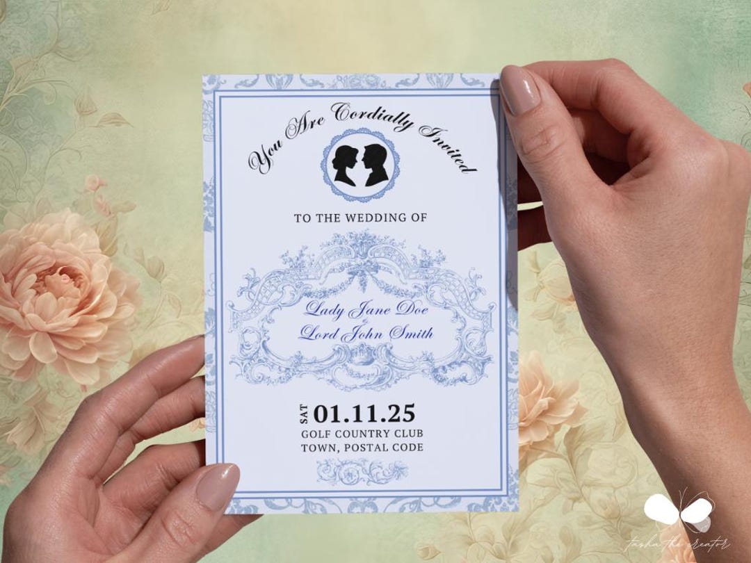 Bridgerton Regency - Inspired Wedding Invitations, Dusty Blue Wedding ...