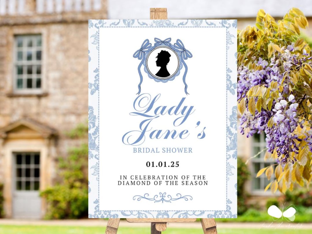 Bridgerton Regency - Inspired Bridal Shower Signs, Dusty Blue Wedding ...