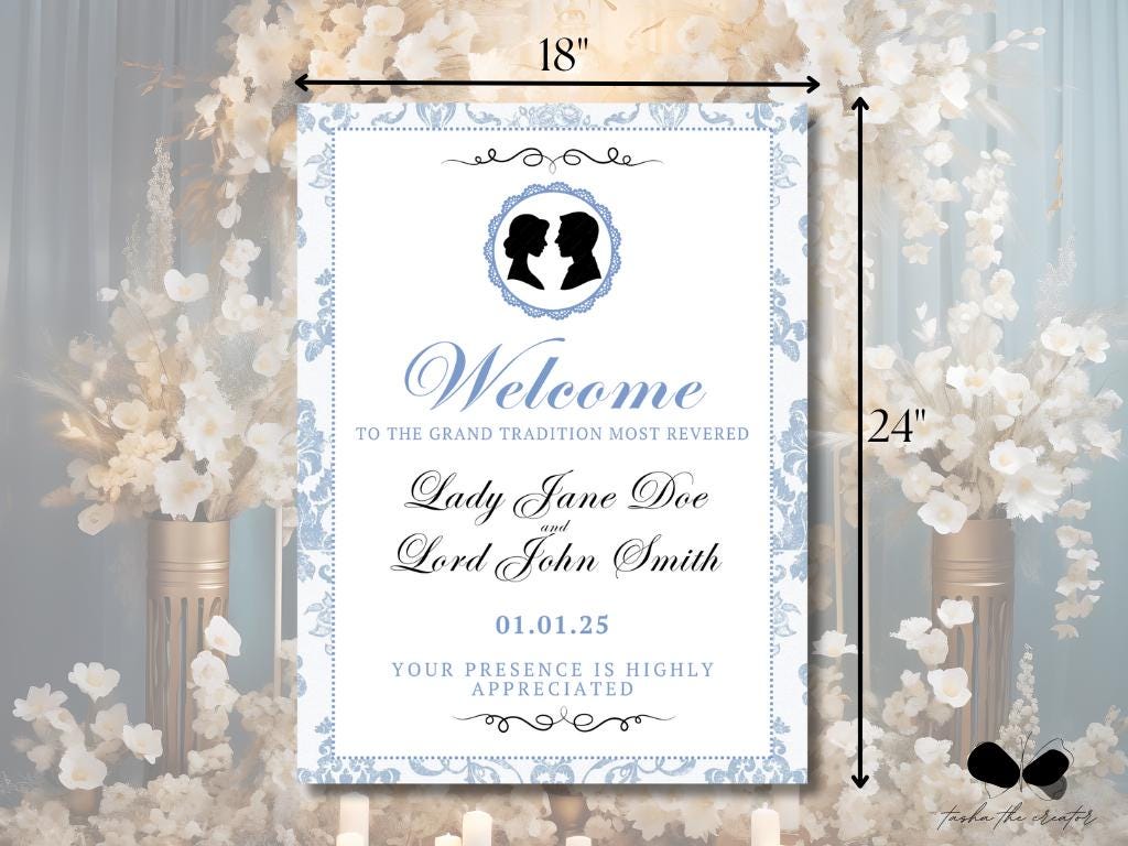 Bridgerton Regency - Inspired Wedding Signs, Dusty Blue Wedding Sign ...