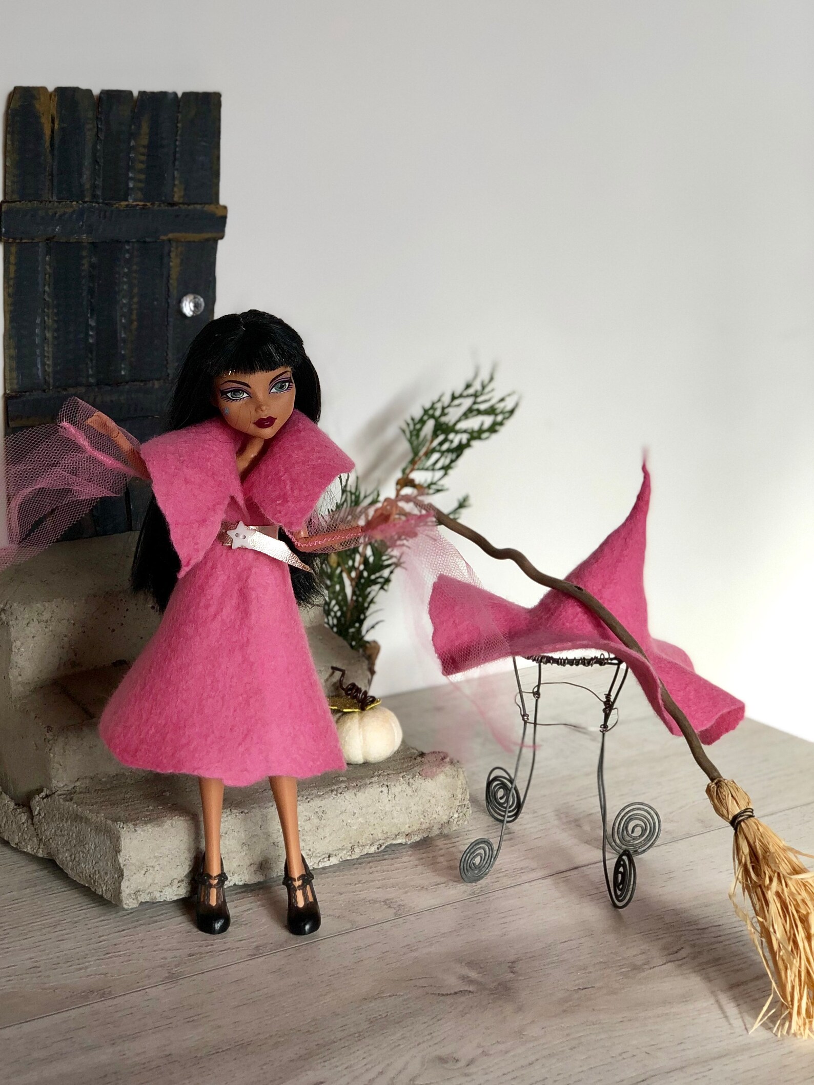 Halloween Costume for Doll Pink Witch Costume Dolls Witch | Etsy