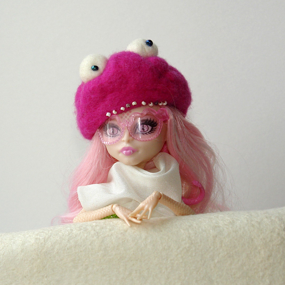 Hand Felted Pink Monster Hat: MH Doll Beret - Etsy