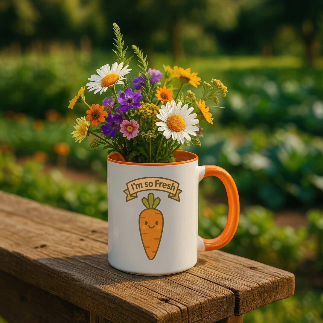 I'm so Fresh Carrot Mug, Funny Garden Lover Gift, Cute Accent Coffee ...