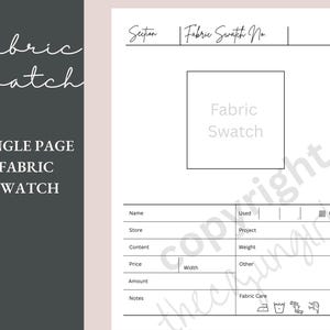 Fabric Stash Inventory Printable: Sewing Planner & Swatch Cards ...