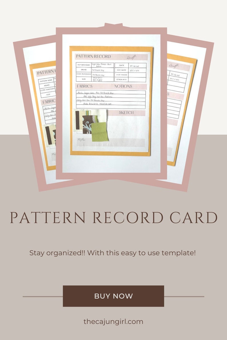 Sewing Pattern Record Card - Etsy