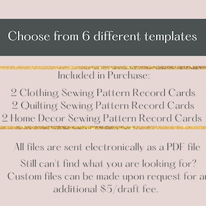 Sewing Pattern Record Card - Etsy