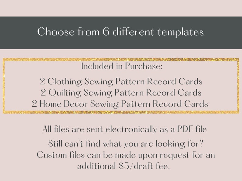 Sewing Pattern Record Card - Etsy