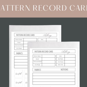 Sewing Pattern Record Envelope Label - 3 Digital Files - Etsy
