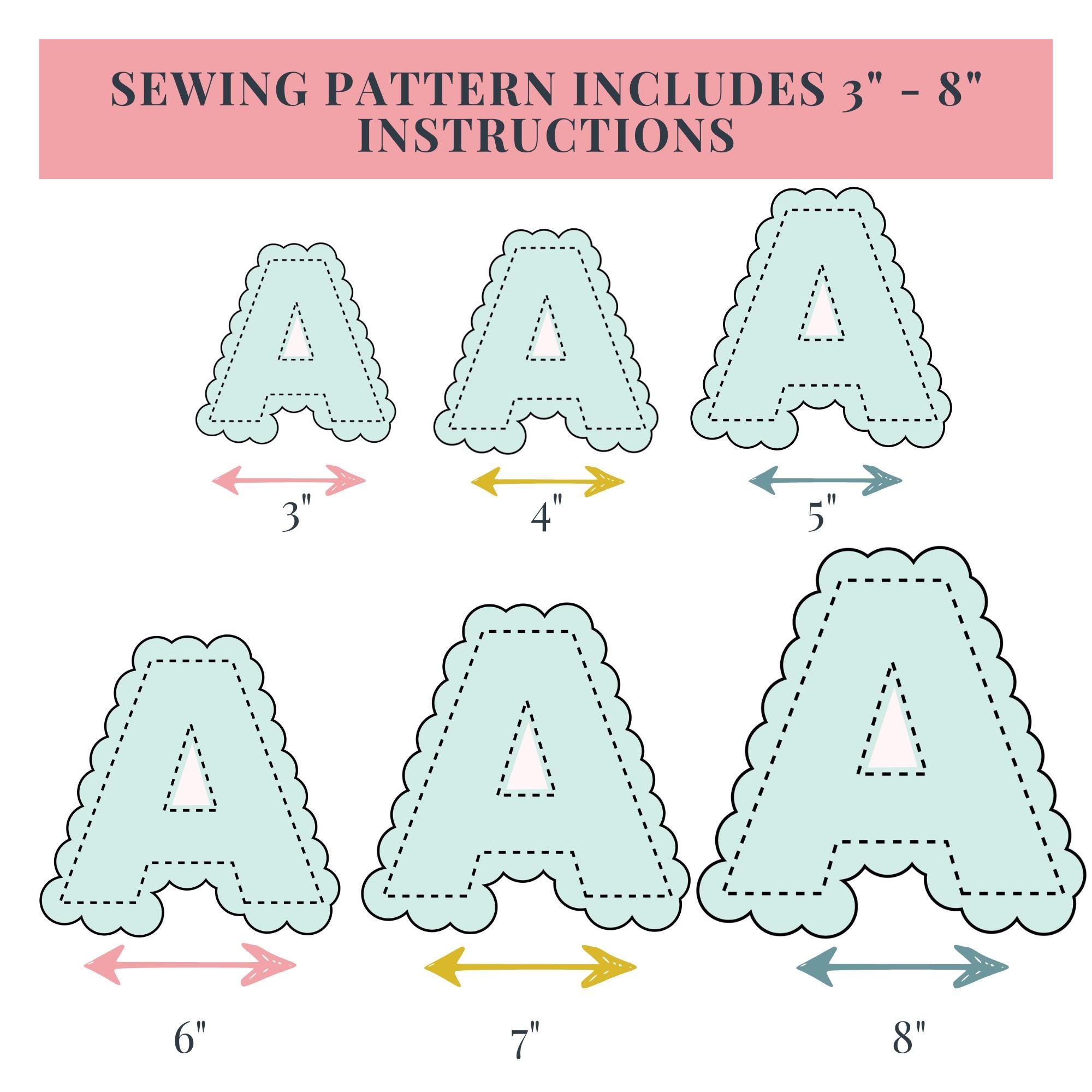 Fabric Letters and Numbers Sewing Pattern (various Sizes 3 to 8 Inches ...