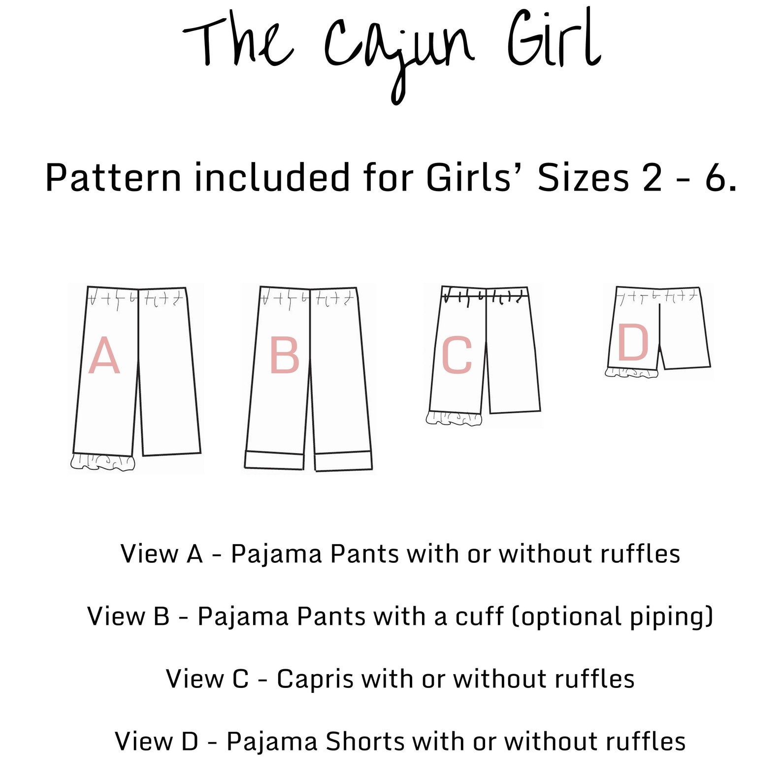 Ruffled Pajama Pants Capris or Shorts Sewing Pattern Girls | Etsy