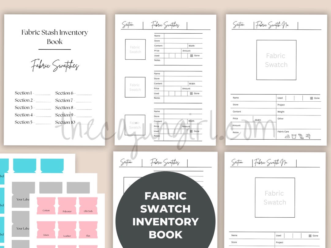 Fabric Stash Inventory Printable: Sewing Planner & Swatch Cards ...