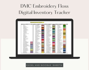 Printable DMC Floss Inventory Tracker | DMC Thread Tracker Spreadsheet ...