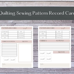 Sewing Pattern Record Card - Etsy