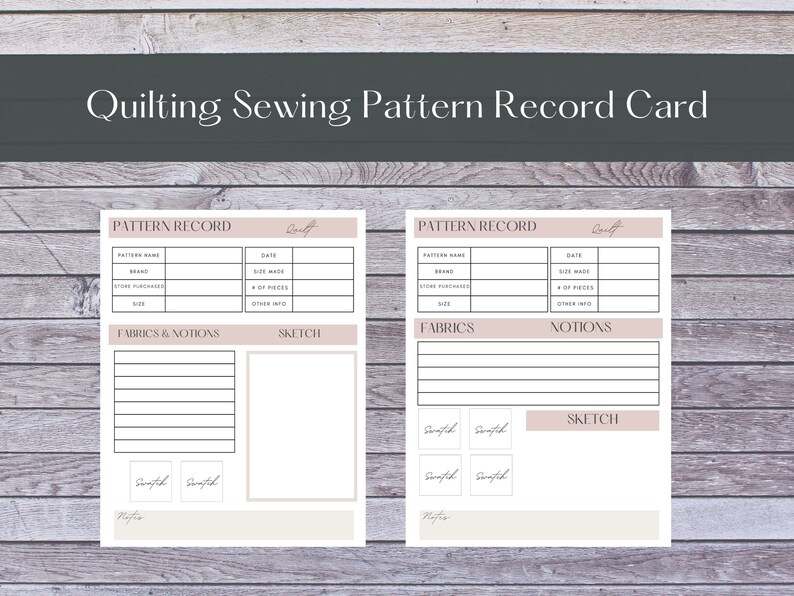 Sewing Pattern Record Card - Etsy