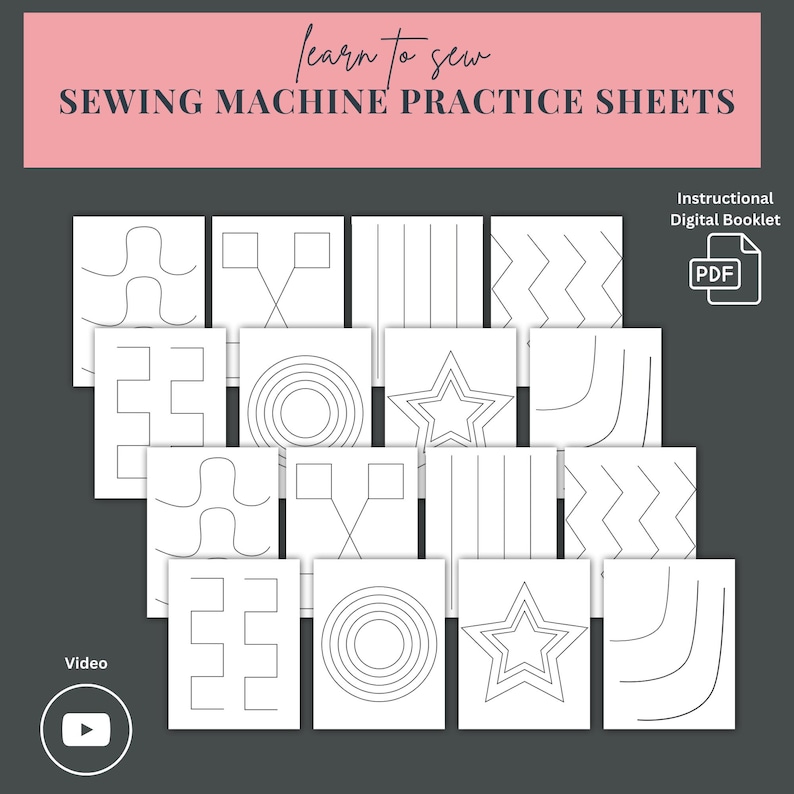 Sewing Machine Practice Sheets - Etsy