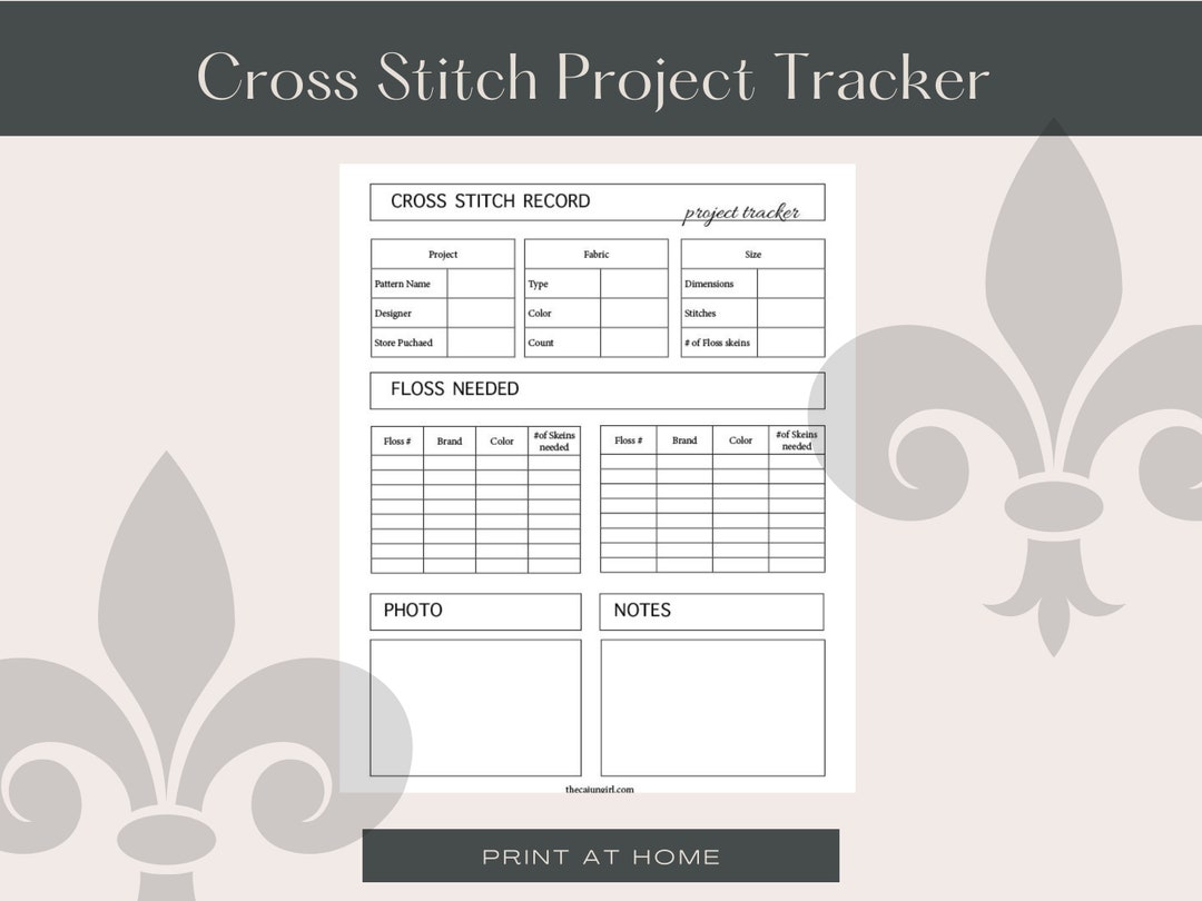 Cross Stitch Record Project Tracker - Etsy