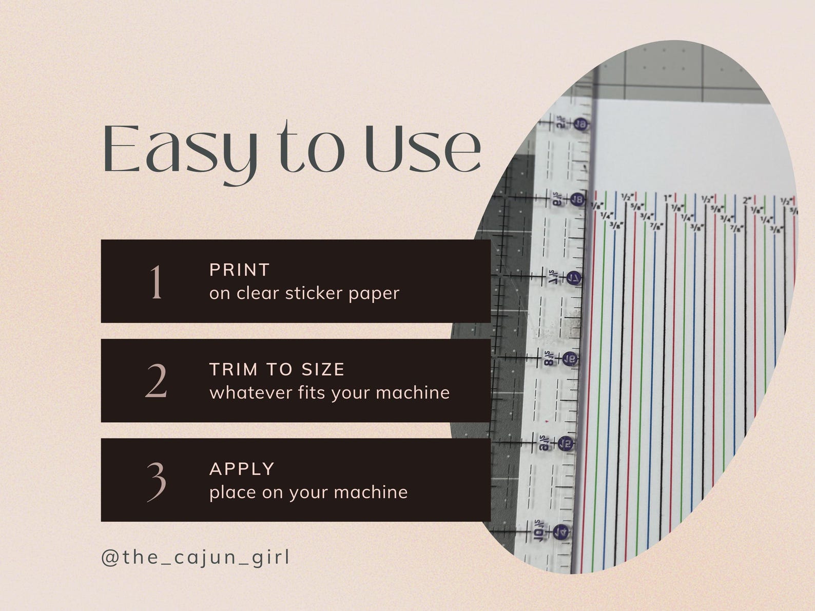 Seam Allowance Guide for Sewing Machines Printable | 1/8" Increments ...