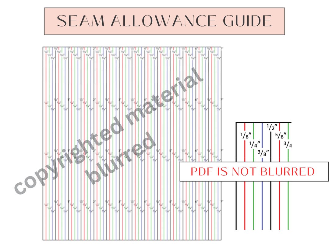Seam Allowance Guide for Sewing Machines Printable | 1/8" Increments ...