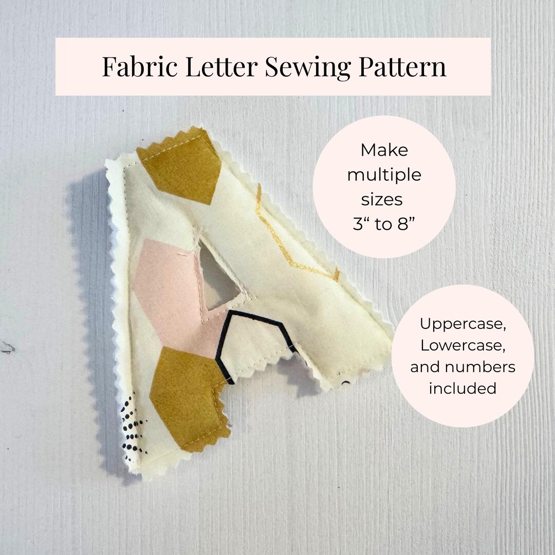 Fabric Letters and Numbers Sewing Pattern (various Sizes 3 to 8 Inches ...