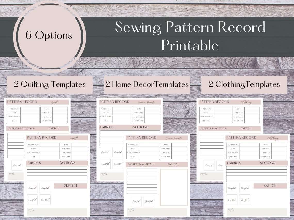 Sewing Pattern Record Card - Etsy