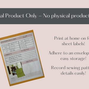 Sewing Pattern Record Card - Etsy