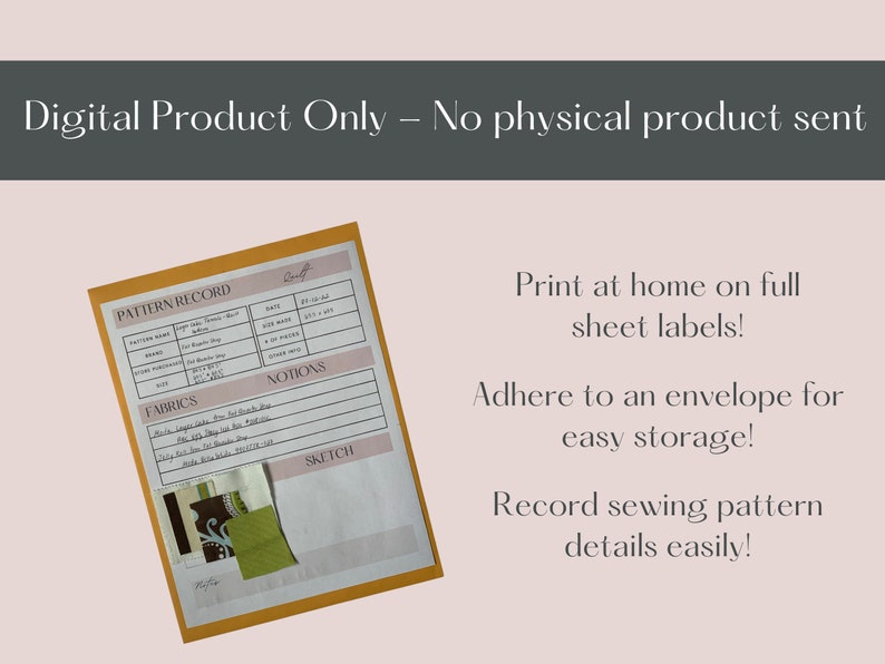 Sewing Pattern Record Card - Etsy