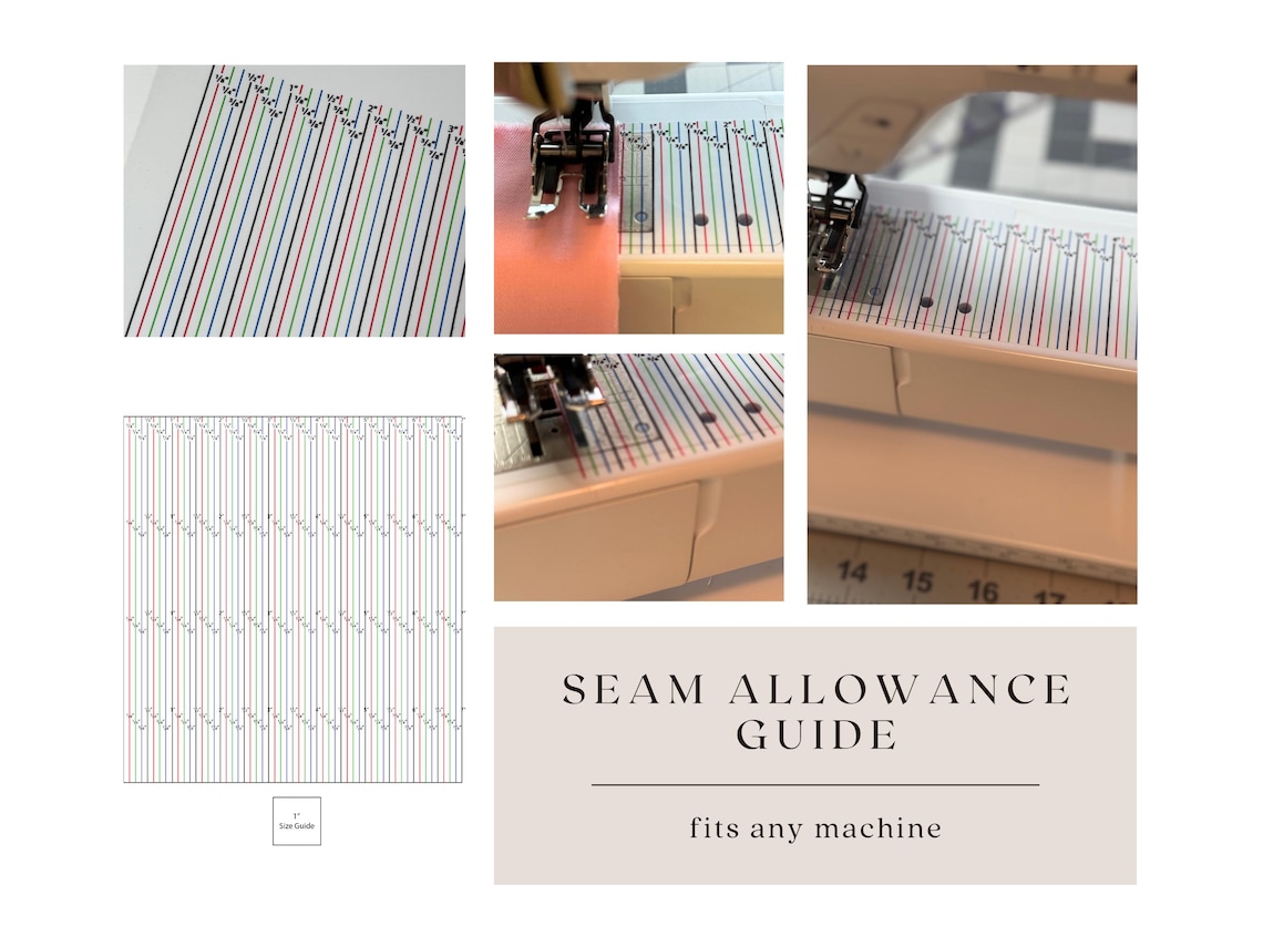 Seam Allowance Guide for Sewing Machines Printable | 1/8" Increments ...