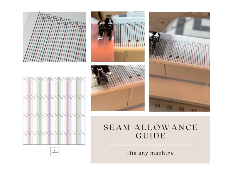 Seam Allowance Guide for Sewing Machines Printable | 1/8" Increments ...