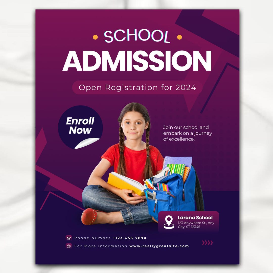 Admission Open School Flyer Template, Editable Canva Design ...