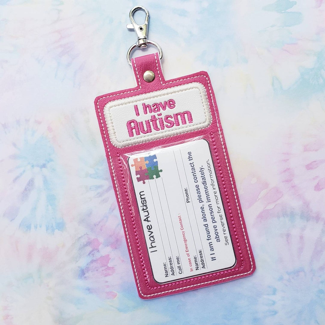 Handmade Autism ID Tag: Medical Alert, Travel Bag Tag Oversize Custom ...