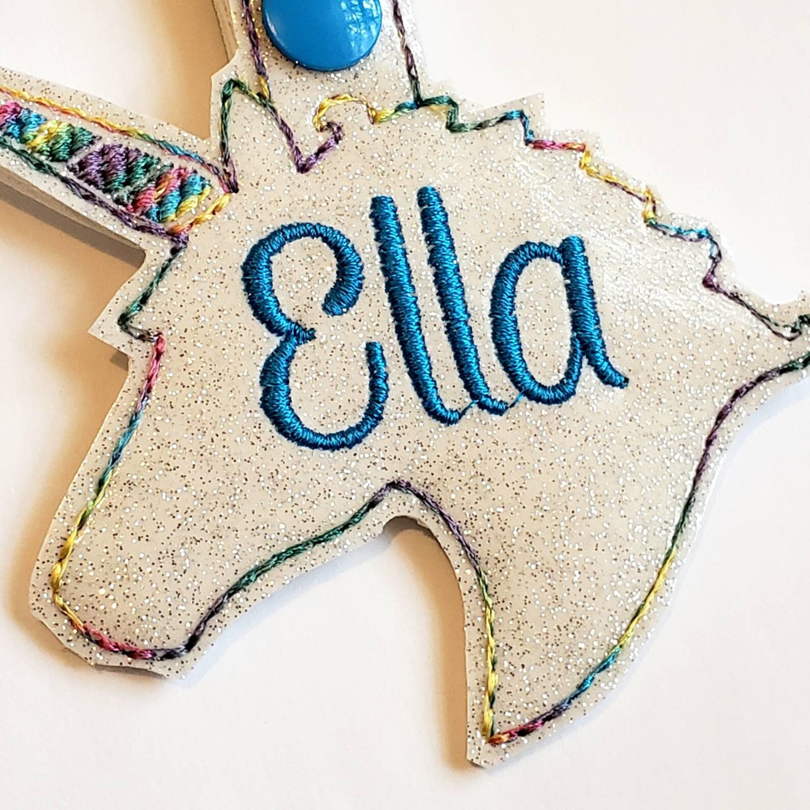 Unicorn Tag/ Key Holder With Name White Glitter Unicorn Tag - Etsy