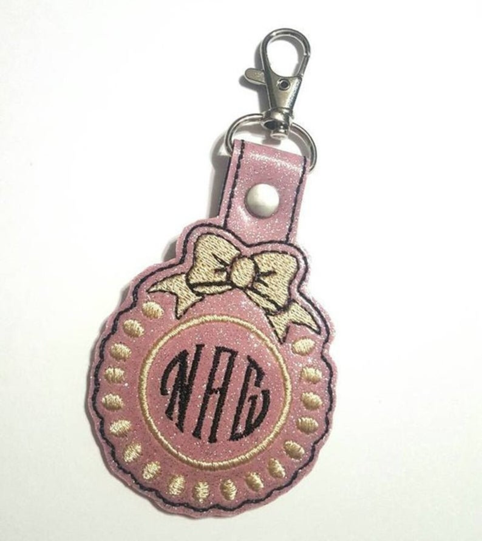 Bow and Pearls Handmade Key Fob / Key Holder With Monogram - Etsy