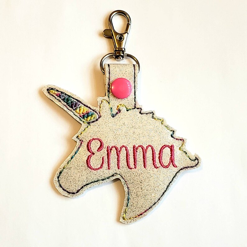 Unicorn Tag/ Key Holder With Name White Glitter Unicorn Tag | Etsy