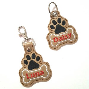Paw Print and Bone With Name - Tag Personalized - You Pick the Colors ...