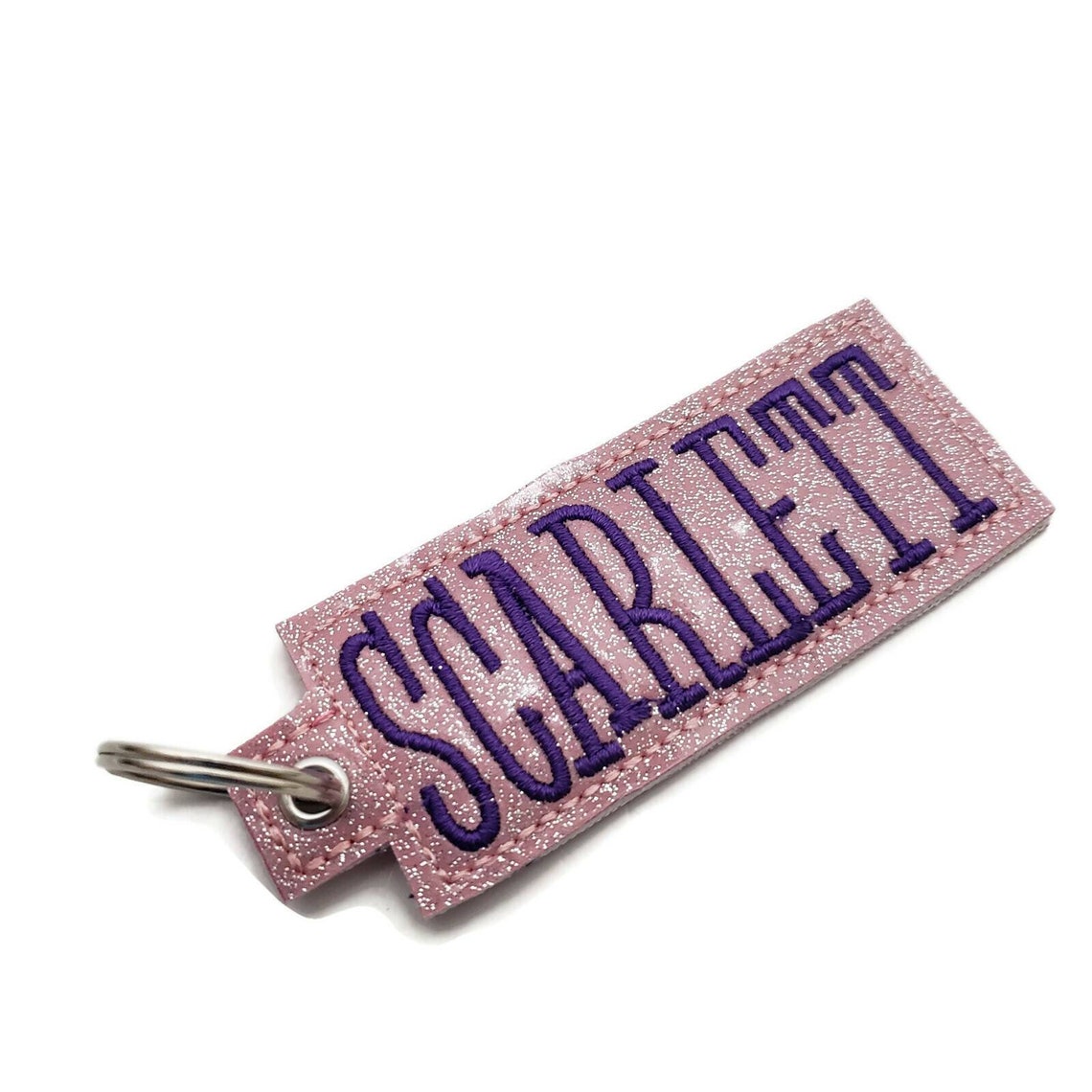 Handmade Large Tag With Name Embroidered Tag With Split Ring - Etsy