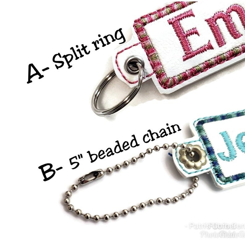 Handmade Tag With Name Embroidered and Split Ring You Pick - Etsy