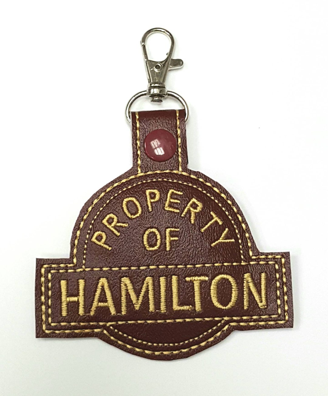 Handmade Key Fob / Key Holder With Name Embroidered Burgundy - Etsy