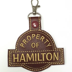 Handmade Key Fob / Key Holder With Name Embroidered Burgundy - Etsy