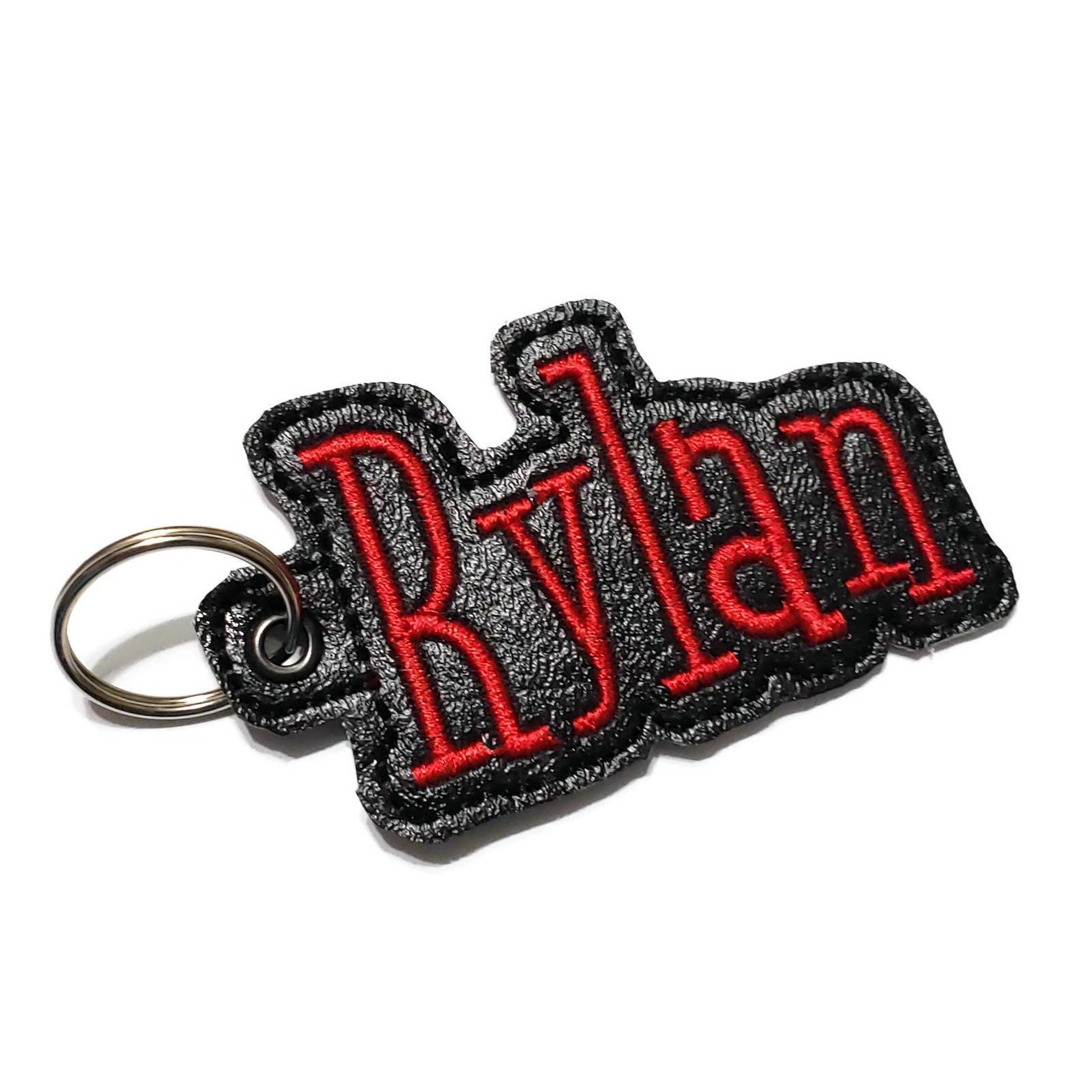 Handmade Large Tag With Name Embroidered Tag With Split Ring - Etsy