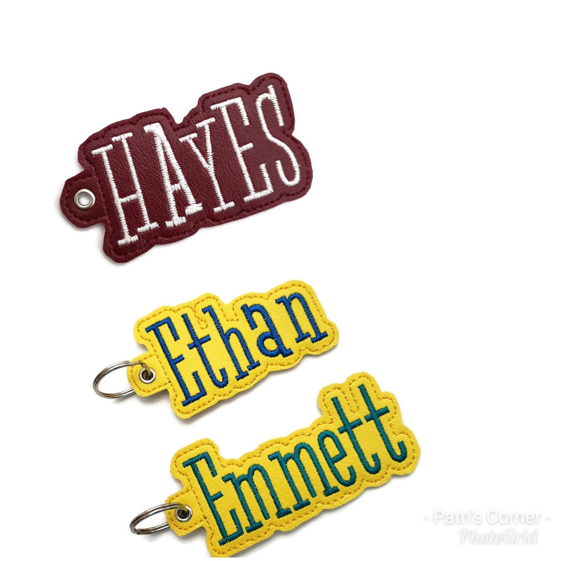 Handmade Large Tag With Name Embroidered Tag With Split Ring - Etsy