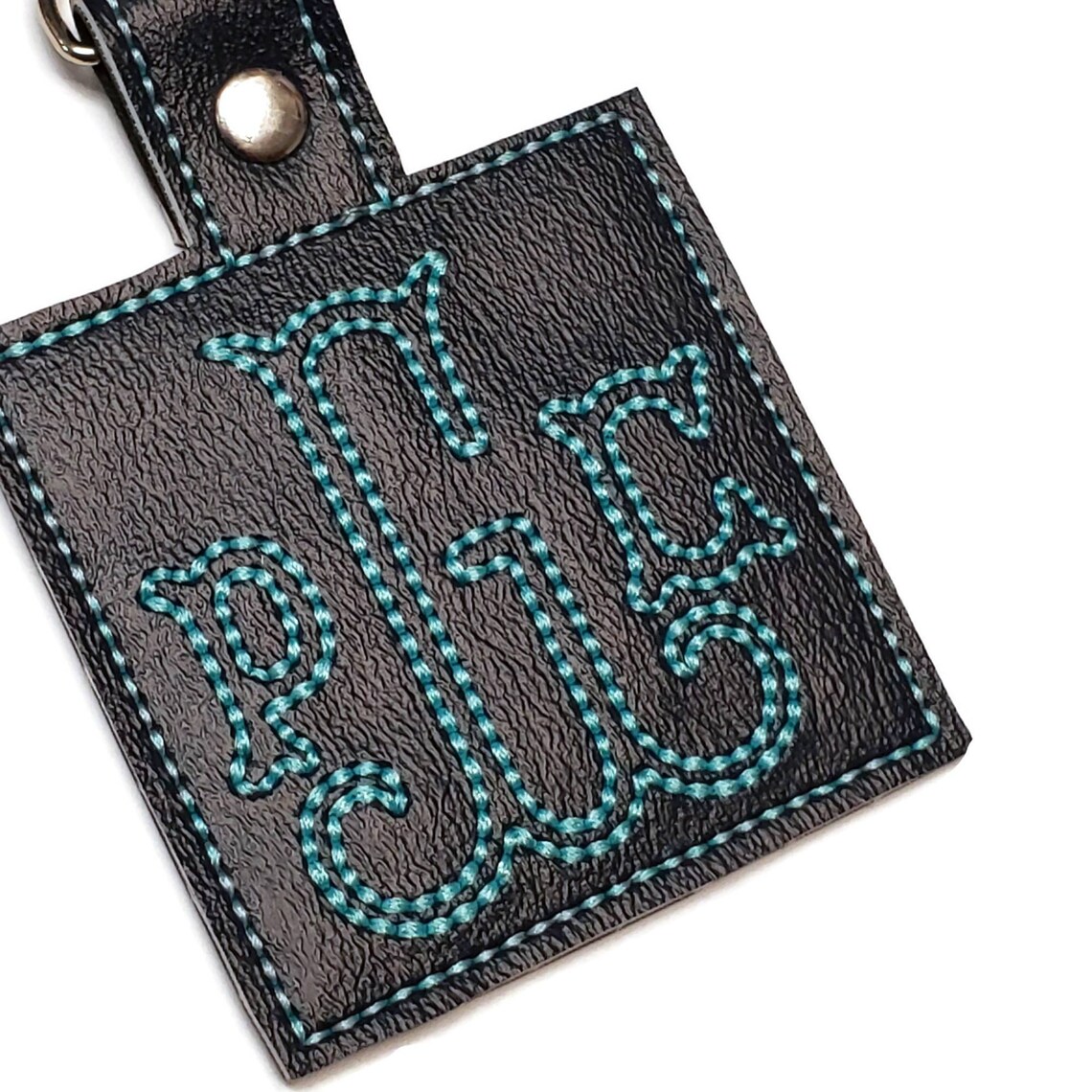 Handmade Oversize Snap Tab With Monogram Embroidered Bag Tag - Etsy