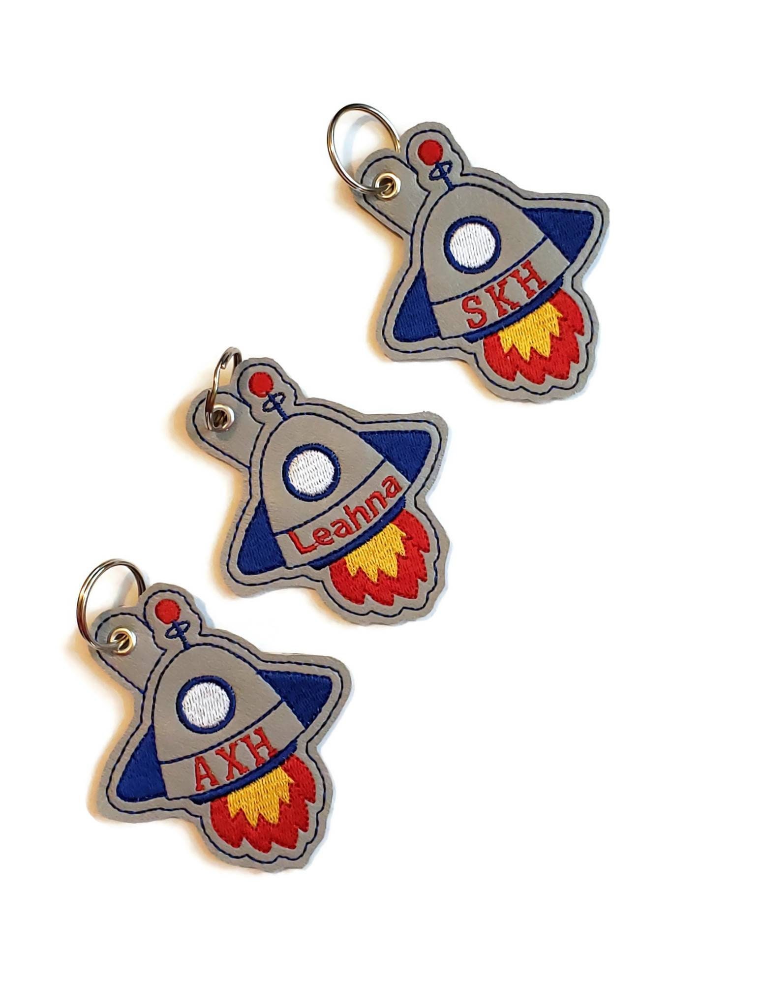 Buy Handmade Rocket Ship Tag With Name Embroidered Rocket Ship Online ...